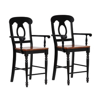 Two Tone Distressed High Back Bar Stools - 42.5" - Brown and Black -Set ...