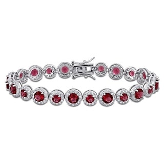 Miadora 18 3/4ct Red Cubic Zirconia Created White Sapphire Tennis ...