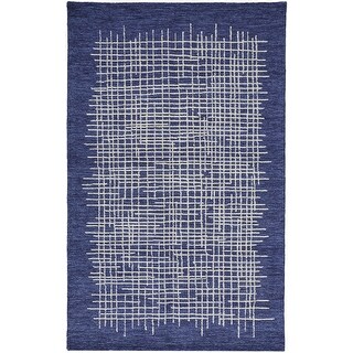 HomeRoots 10' X 14' Blue And Ivory Wool Plaid Tufted Handmade Stain ...