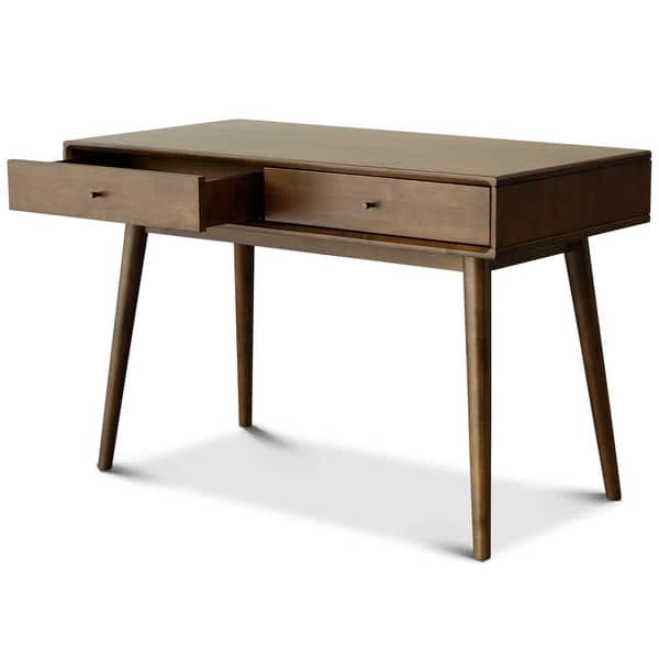 Hana Mid-Century Modern Rectangular Solid Color Desk in Brown - Bed ...