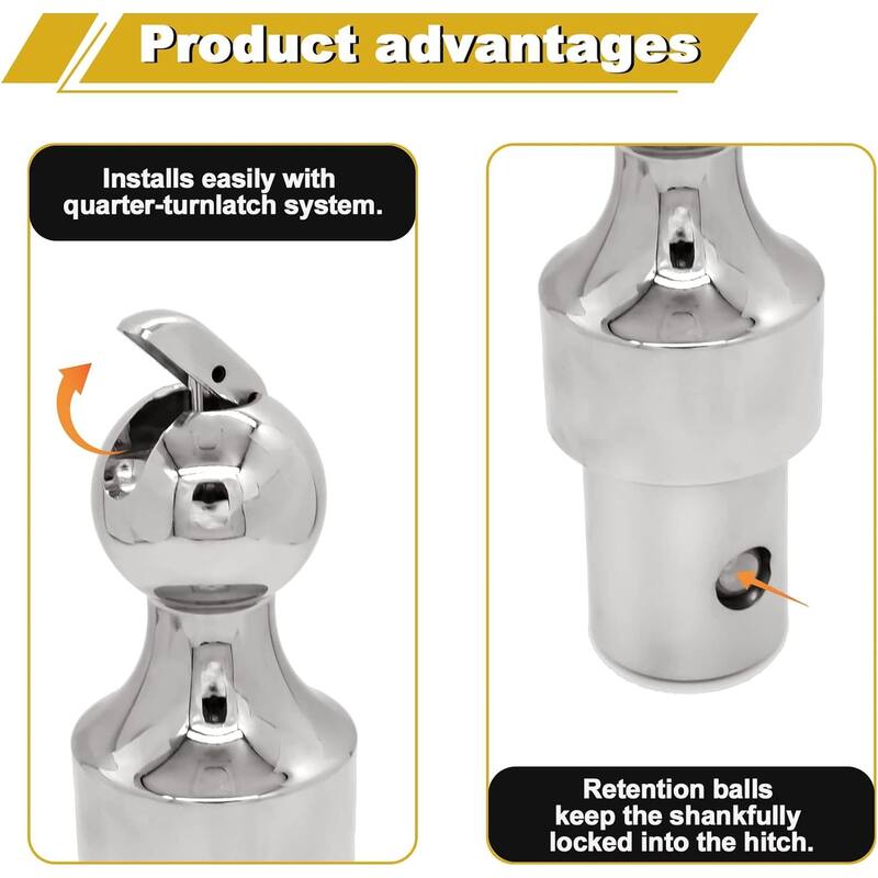 60638 Gooseneck Hitch Ball Kit, with 2 Gooseneck Safety Chain Anchors ...