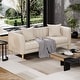 Modern 3-Seater Faux Leather Sofa Couch with Deep Seats, 2 Throw ...