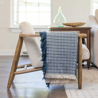 SQUARED UP BLUE Cotton Woven Throw Blanket By Kavka Designs - Bed Bath ...