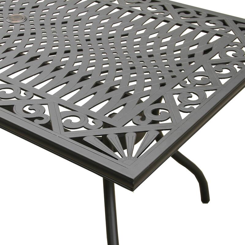 Modern Ornate Outdoor Mesh Aluminum 68-in Rectangular Patio Dining Set ...