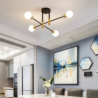 Fylbinye 4-Light Black Gold Sputnik Chandelier Ceiling Light - Bed Bath ...