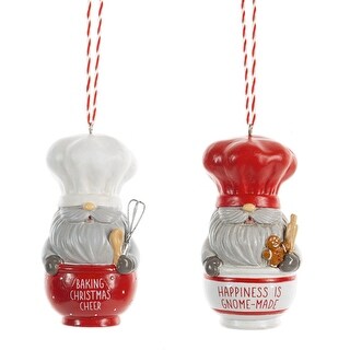 Gnome Bakers Baking Gingerbread Cookies Christmas Holiday Ornaments Set ...