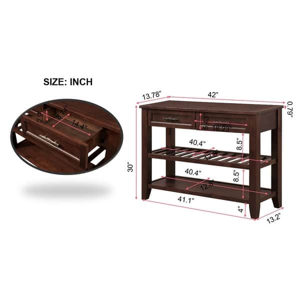 Wood Console Table Espresso Entryway Sofa Table with Storage Shelves ...