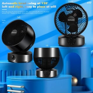 Portable Desk Wired Fans 3 Speeds 28W Silent Mode Air Circulator Fan ...