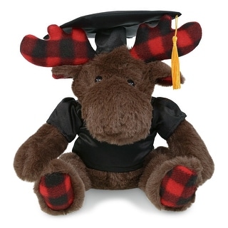 DolliBu Plaid Brown Moose Graduation Plush Toy with Gown and Cap - 10 ...