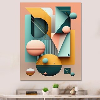 Designart 'Retro Elementary Geometrics II' Modern Geometric Metal Wall ...