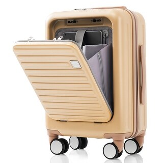 Champagne 3Pcs Luggage Set Storage Set with USB Port,Cup Holder - Bed Bath & Beyond - 42442584