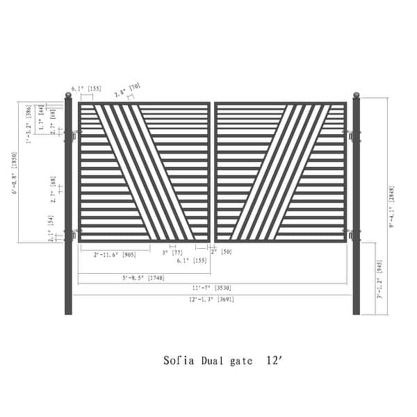 ALEKO Modern Yard Garden Sofia Style Dual Swing Steel Driveway Gate 12 ...