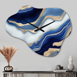 Vibrant Blue And Gold Flow Art III - Abstract Transitional Wall Clocks ...