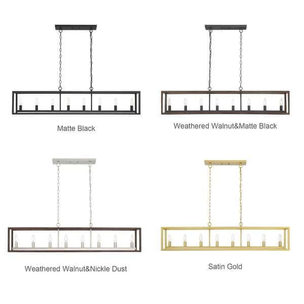 Modern Farmhouse 8-light 48In Rectangle Linear Chandelier for Dining ...