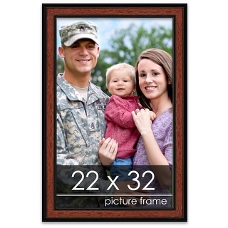22x32 Traditional Walnut Complete Wood Picture Frame with UV Acrylic ...