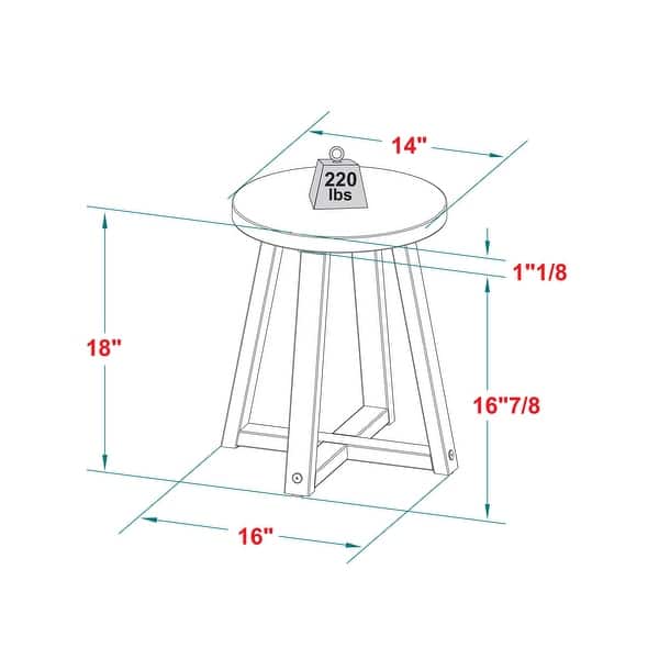 Walker Edison Round 18-inch Distressed Solid Wood Standard Dining Stool ...