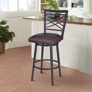 Vegan Leather Counter Stool, Cross Back, Swivel, Metal - Bed Bath ...