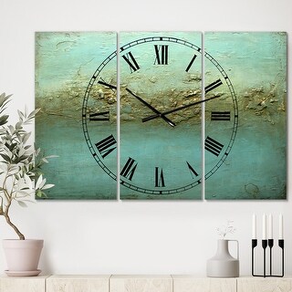 Designart 'Rocky Shoals' Oversized Modern Wall Clock - 3 Panels - 36 in ...