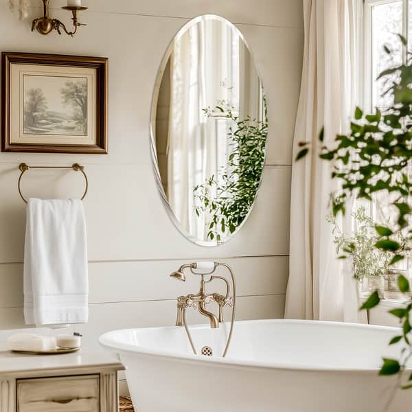 frameless mirror oval