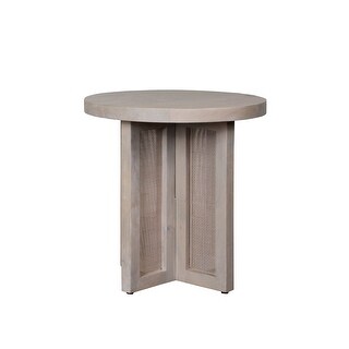 Sevita Whitewashed Wood/Rattan Round Side Table - Bed Bath & Beyond ...