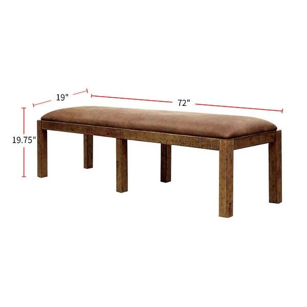 Fabric Padded Dining Bench in Rustic Oak and Brown Finish - Bed Bath ...