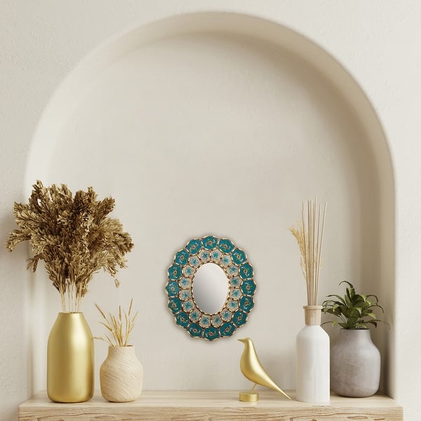 Novica Handmade Colonial Arrangements Reverse-Painted Glass Wall Mirror ...