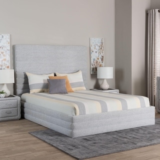 Cadmus Modern Light Grey Channel-Tufted Fabric Platform Bed - Bed Bath ...