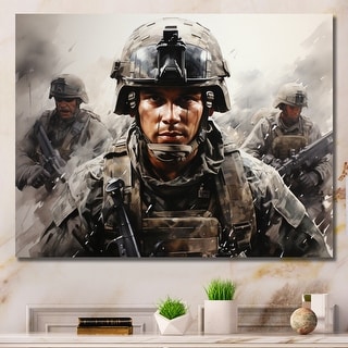 Designart "Military In The Line II" Army Canvas Wall Art - Bed Bath ...
