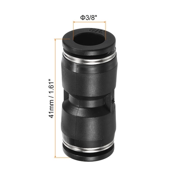10 Pcs 1/4" Union Push to Connect Pneumatic Air Line Fitting Black ...