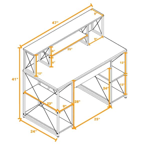 Topcraft Computer Desk with Multi Shelves, White & Black - Bed Bath ...