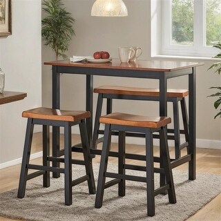4-Pieces Wood Dining Set with Two Chairs, One Bench, and One Table ...