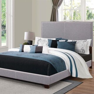 Fabric Upholstered California King Bed with Nailhead Trim Gray - On ...