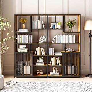 Multipurpose Bookshelf Storage Rack, with Enclosed Storage Cabinet,for ...
