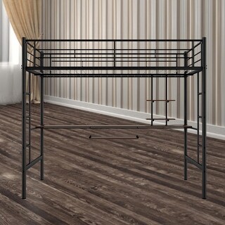 Stylish Metal Loft Platform Bed with Study Desk and Storage Shelves, No ...