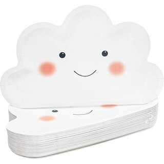 Cloud Party Plates for Baby Shower or Birthday Party (6.4 x 10 In ...