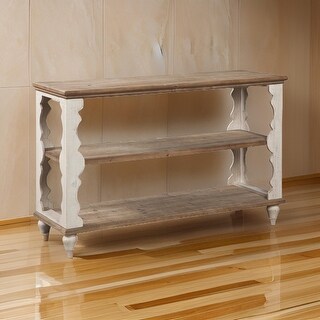 Traditional Style Console Sofa Table with Scalloped Design, White and ...