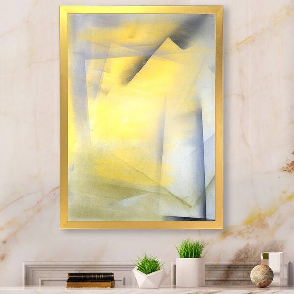 Designart "Gray And Yeollow Abstract Merging VIII" Modern Framed Wall ...