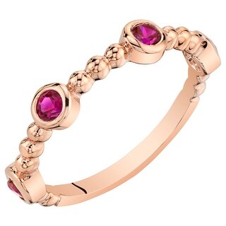 Rose Tone Created Ruby Stackable Ring in Sterling Silver - Bed Bath ...