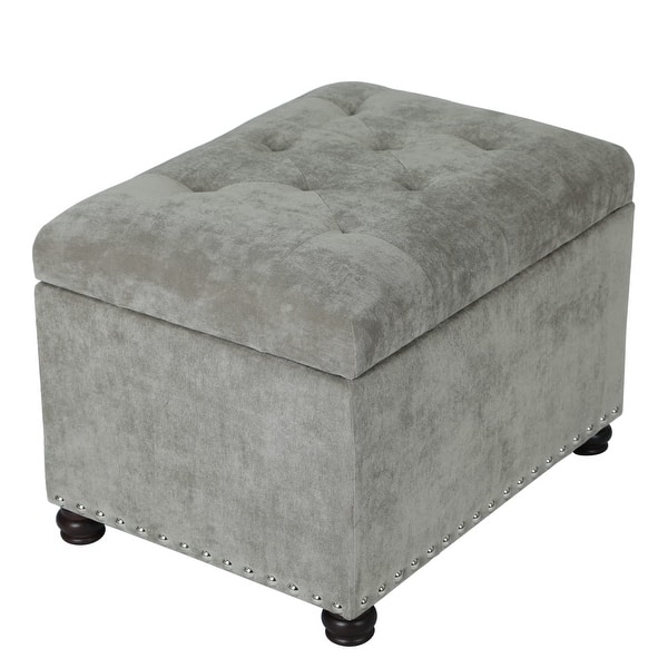 light grey rectangle ottoman