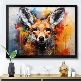 Designart "Kangaroo Bound Collage" Animals Framed Canvas Wall Art - Bed ...