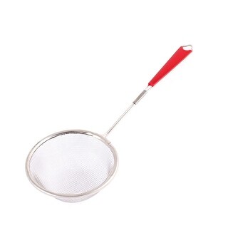 Unique Bargains Kitchen Red Handle Stainless Steel Wire Mesh Strainer ...
