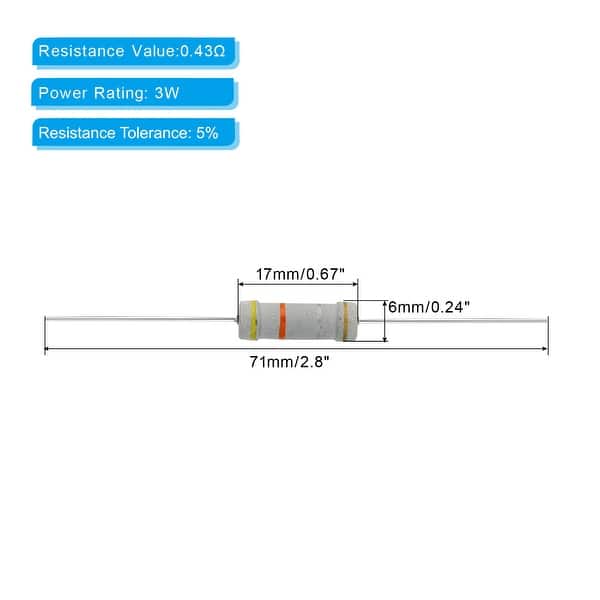 20Pcs 3W 0.43 Ohm Tolerance Carbon Film Resistor, Axial Lead Resistors ...