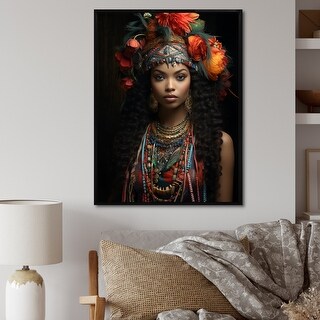 Designart "African Adorned Beauty II" African Art Framed Wall Art ...