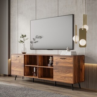 Mid-Century Wood TV Stand TV Console Entertainment Center, Mahogany ...