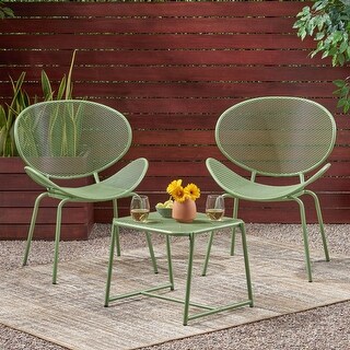 Roomfitters Outdoor Chat Set 3 Piece Metal Conversation Seating Mesh ...