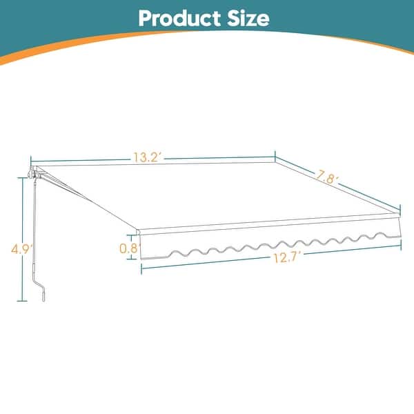 MCombo 13x8 FT Manual Retractable Patio Awning with Polyester Canopy, 1308 - Bed Bath & Beyond ...
