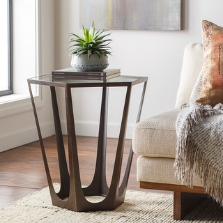 Kamale Metal and Glass Large Angular End Table - 24"H x 20"W x 23"D ...