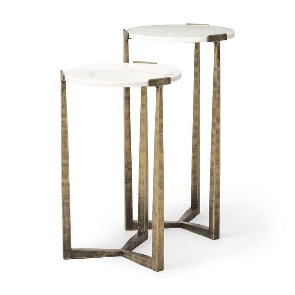 Atticus Black Wood and Antiqued Gold Metal Nesting Accent Tables (Set of 2) - Bed Bath & Beyond ...