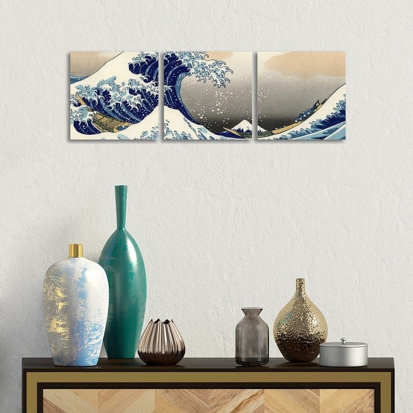 iCanvas "The Great Wave at Kanagawa" by Katsushika Hokusai 3-Piece ...