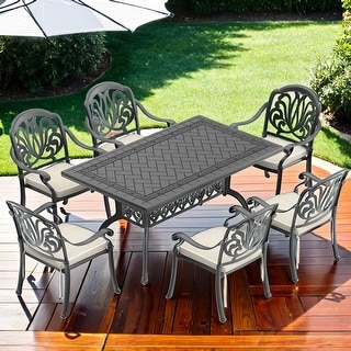 7-Piece Durable and Stylish Outdoor Furniture: Cast Aluminum Set with ...